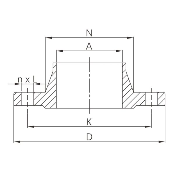 Welding neck flange (WN flange) - Fluid Tech