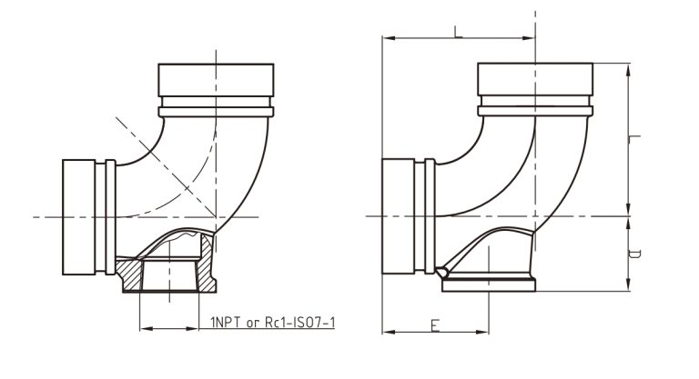 Grooved 90° drain elbow - Fluid Tech